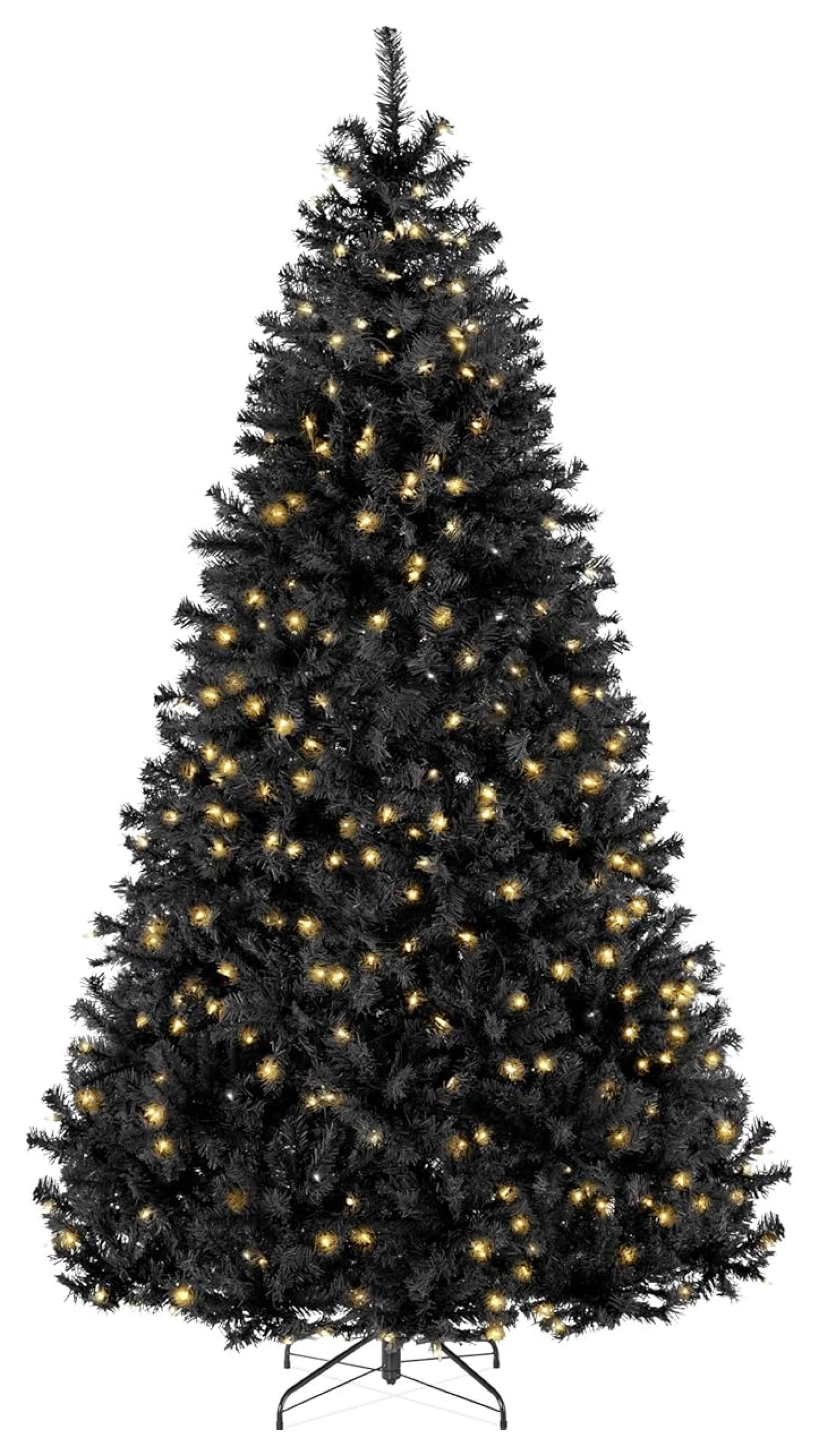 LILEYI 6ft Pre-Lit Black Christmas Tree, Full Artificial Holiday ...