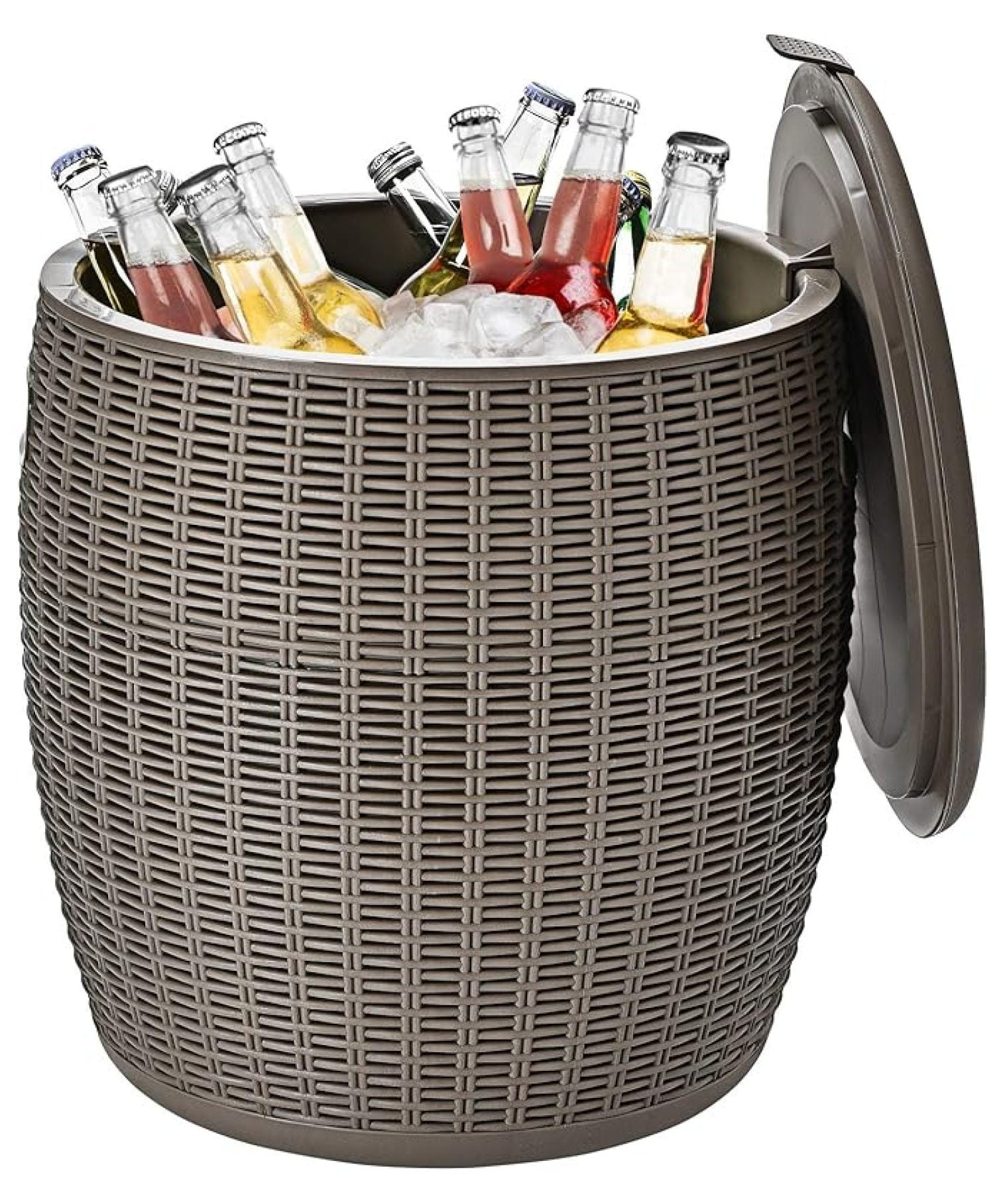 LILEYI 9.5 Gallon Ice Cooler, Wicker Round Ice Chest, Outdoor Beer Wine ...