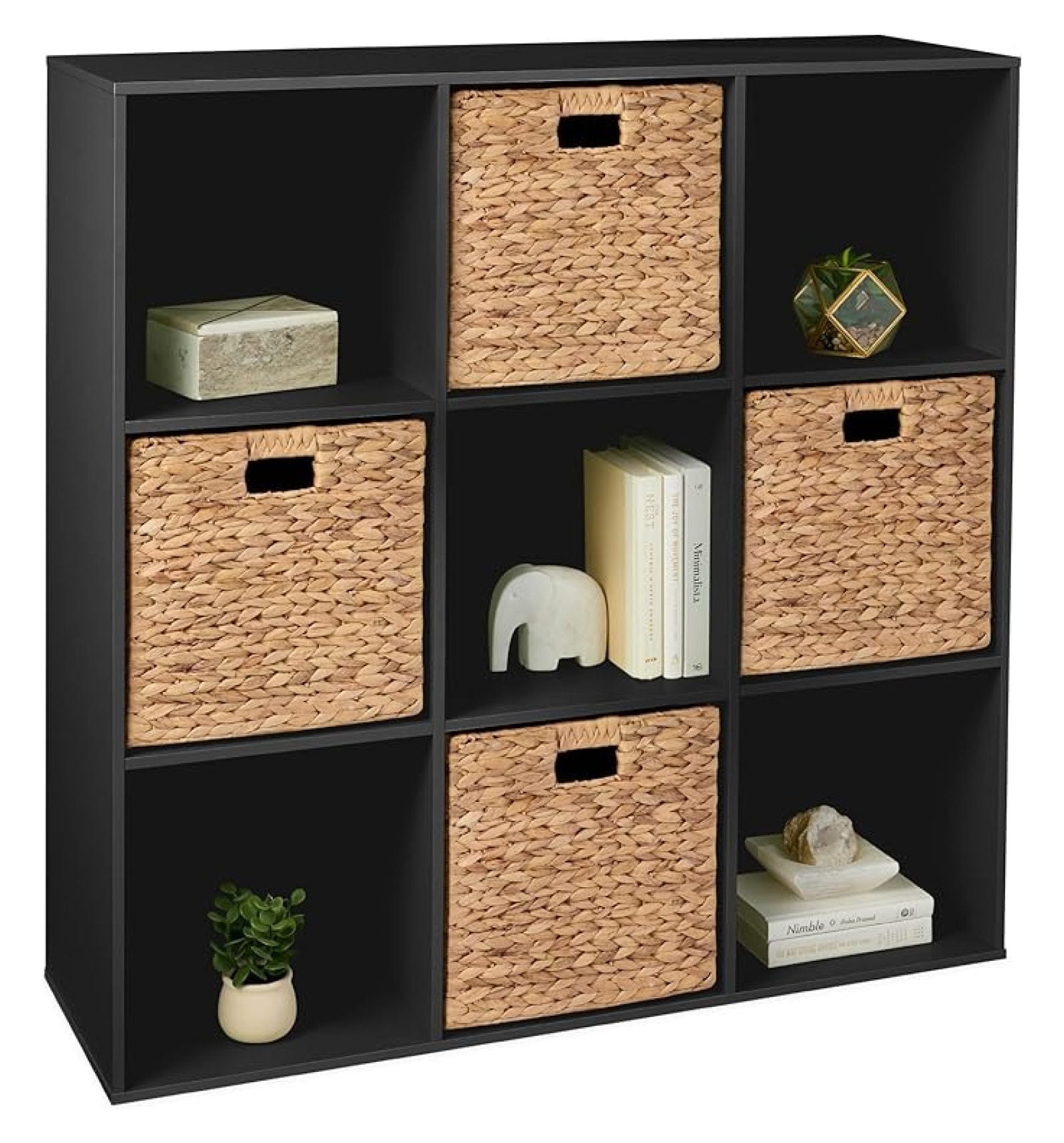 LILEYI 9-Cube Storage Organizer, 13.5in Shelf Opening, Bookcase ...