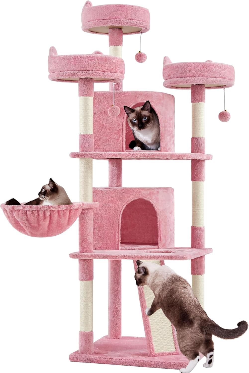 LILEYI Cat Tree Cat Tower, Multilevel Cat Condo with Sisal Scratching ...
