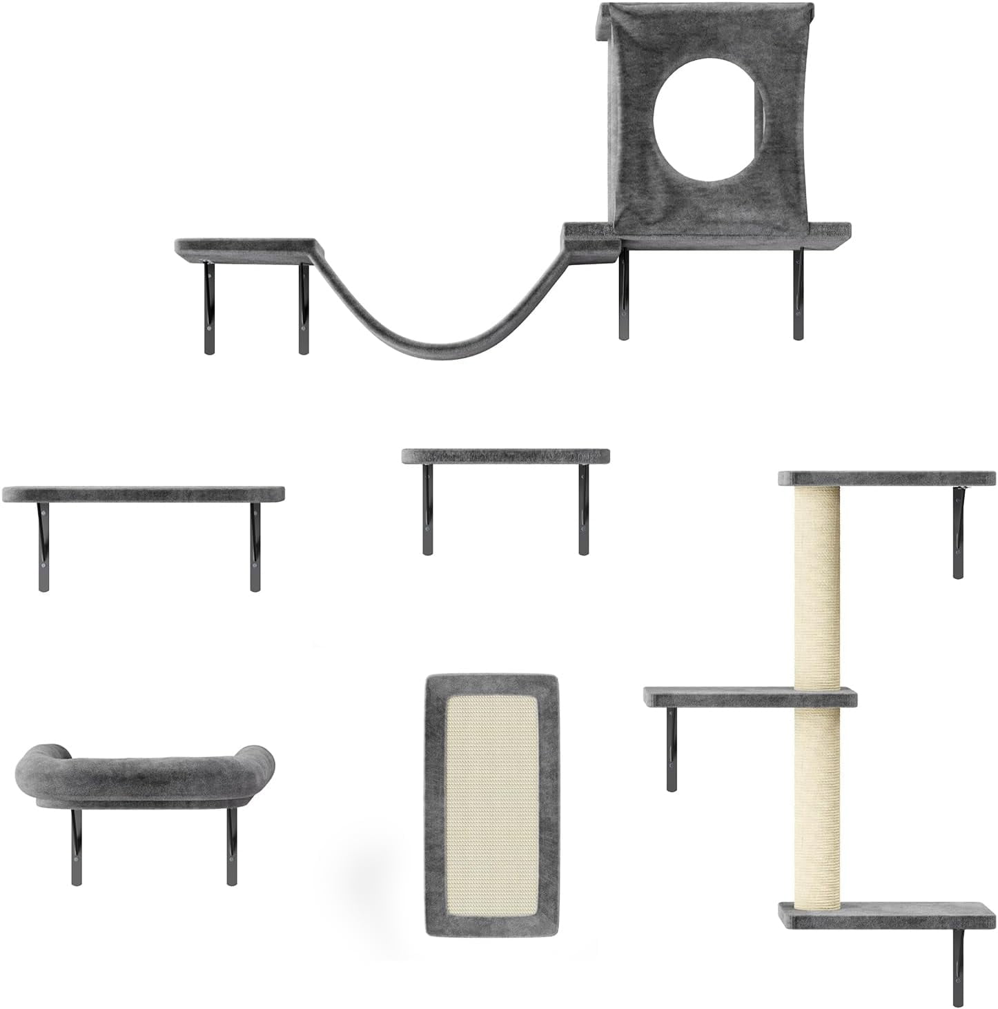 LILEYI Cat Wall Shelves, 6 Pcs Luxury Wall-Mounted Cat Climber Set ...