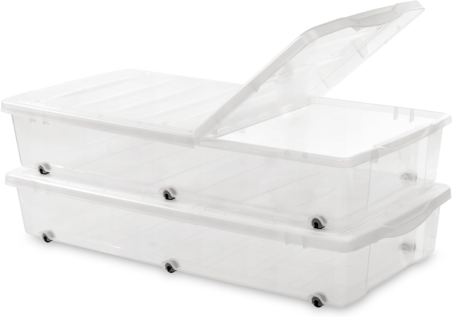 LILEYI Citylife 2 Packs 57 QT Plastic Under Bed Storage Bins with ...