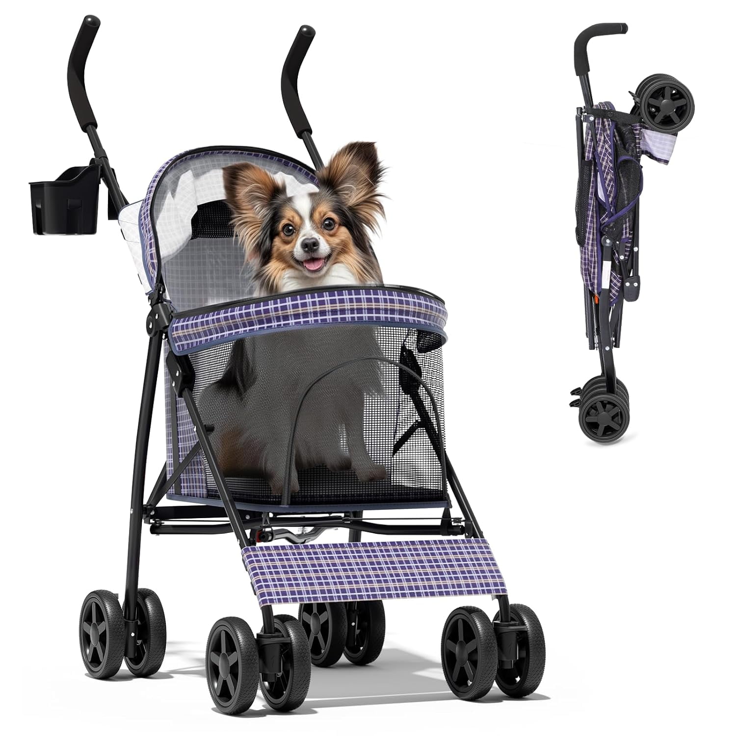 LILEYI Compact Pet Stroller for Small-Medium Dogs/Cats, 4-Wheel ...