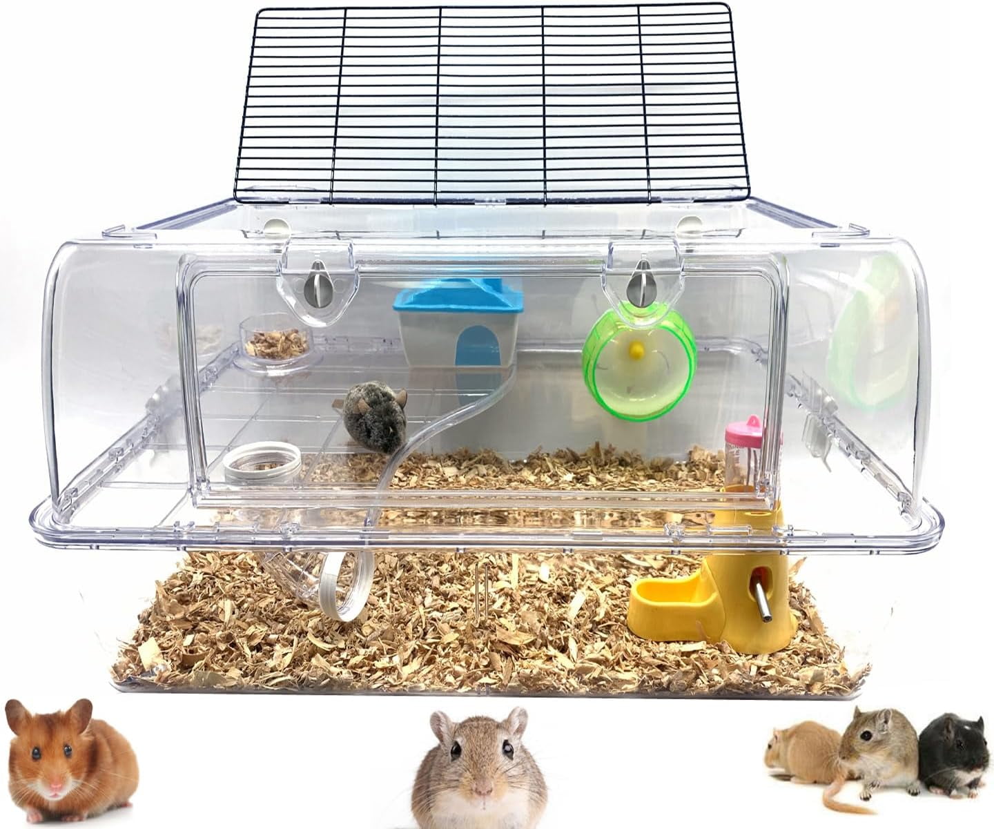 LILEYI Large 2-Tiers Acrylic Clear Hamster Mouse Deluxe Palace House ...