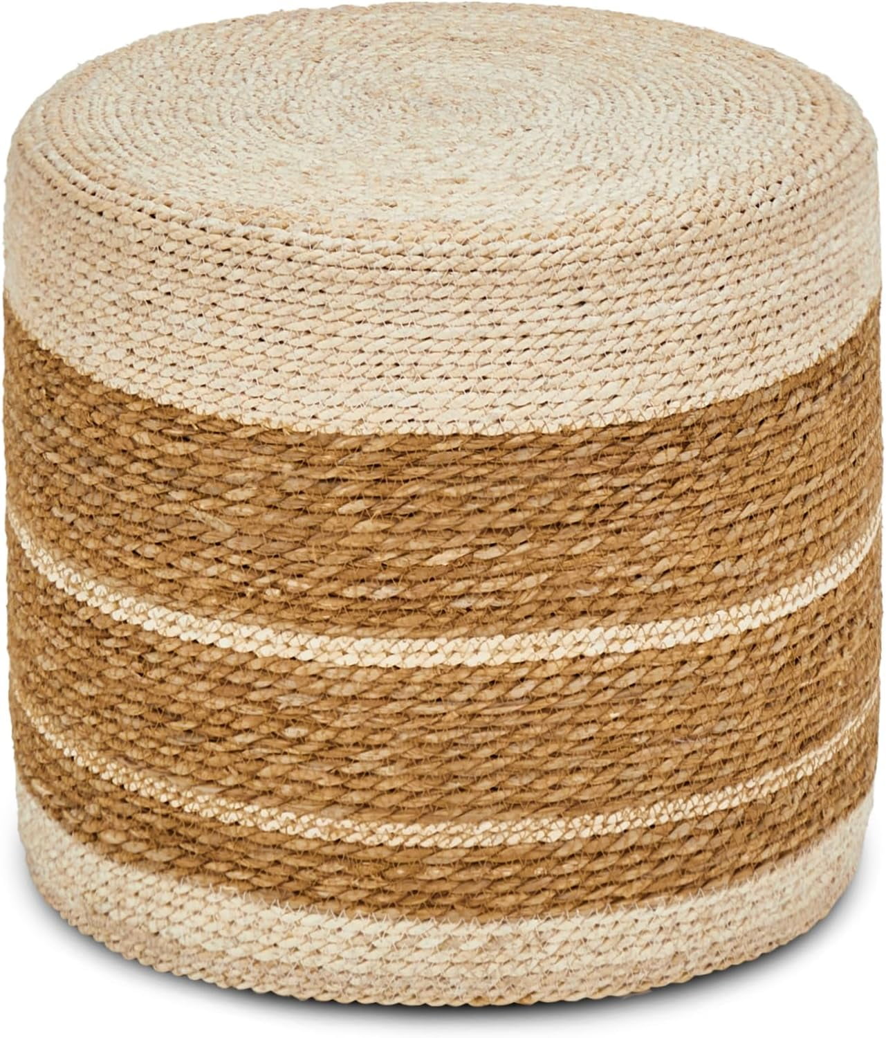 LILEYI Ottoman Poof, Natural Seagrass Poufs, Hand Weave Round Footstool ...