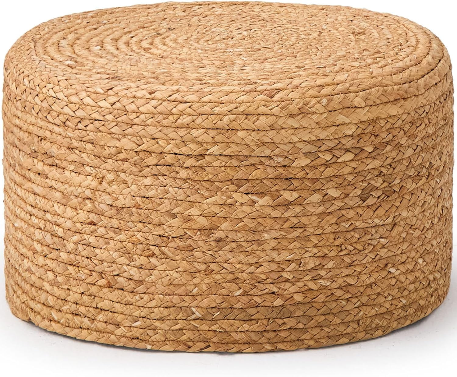 LILEYI Round Pouf Ottoman, Natural Hand Knitted Footrest Poof, Rustic ...