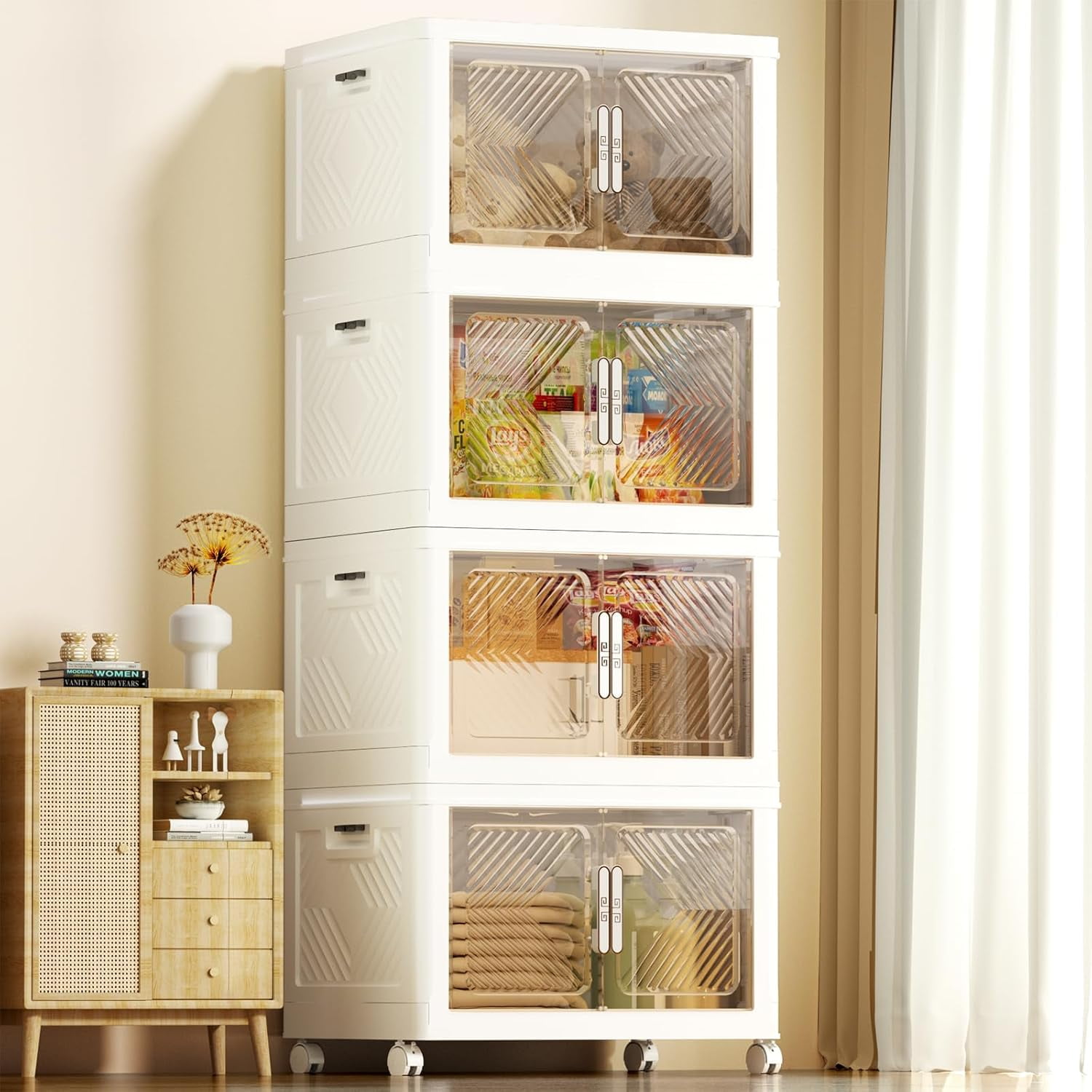 LILEYI Storage Bins with Lid 48QT, Stackable Storage Containers with ...