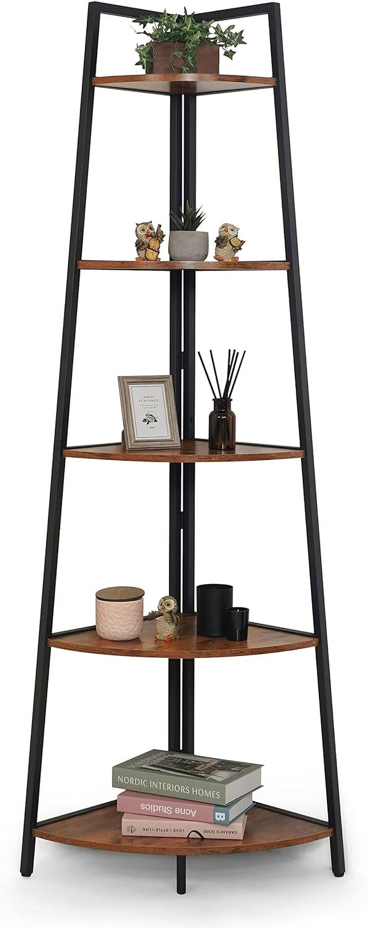 LILEYI Tall Corner Shelf Stand, 4-Tier Display Shelves, Ladder Corner ...