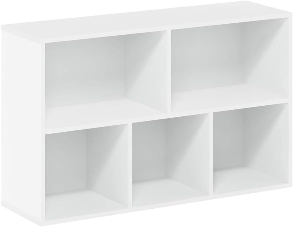 LILEYI Wooden 5 Cube Storage Organizer with Closed Back Panel,White ...
