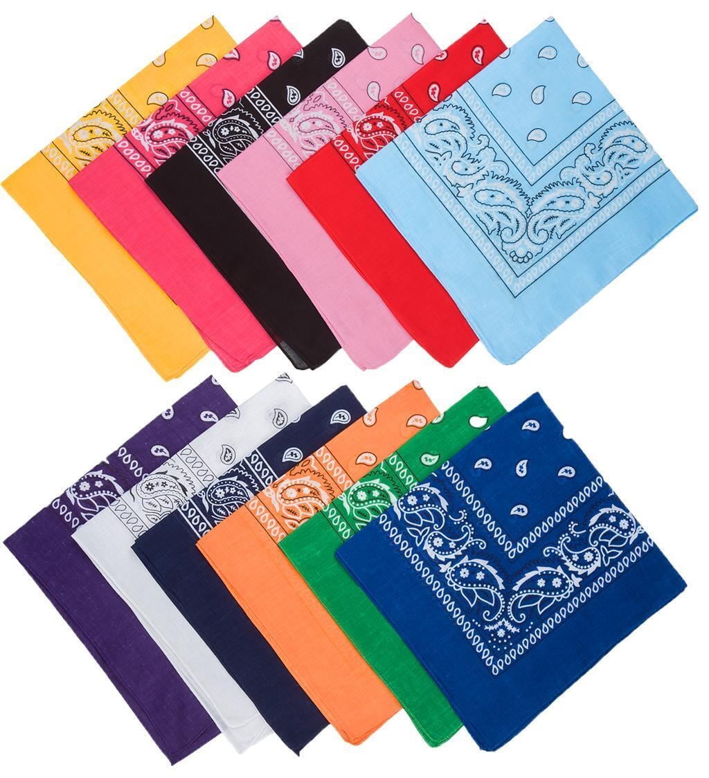 LILIANG 12 Pack Paisley Bandanas Cowboy Bandanas Unisex Print Head Wrap ...