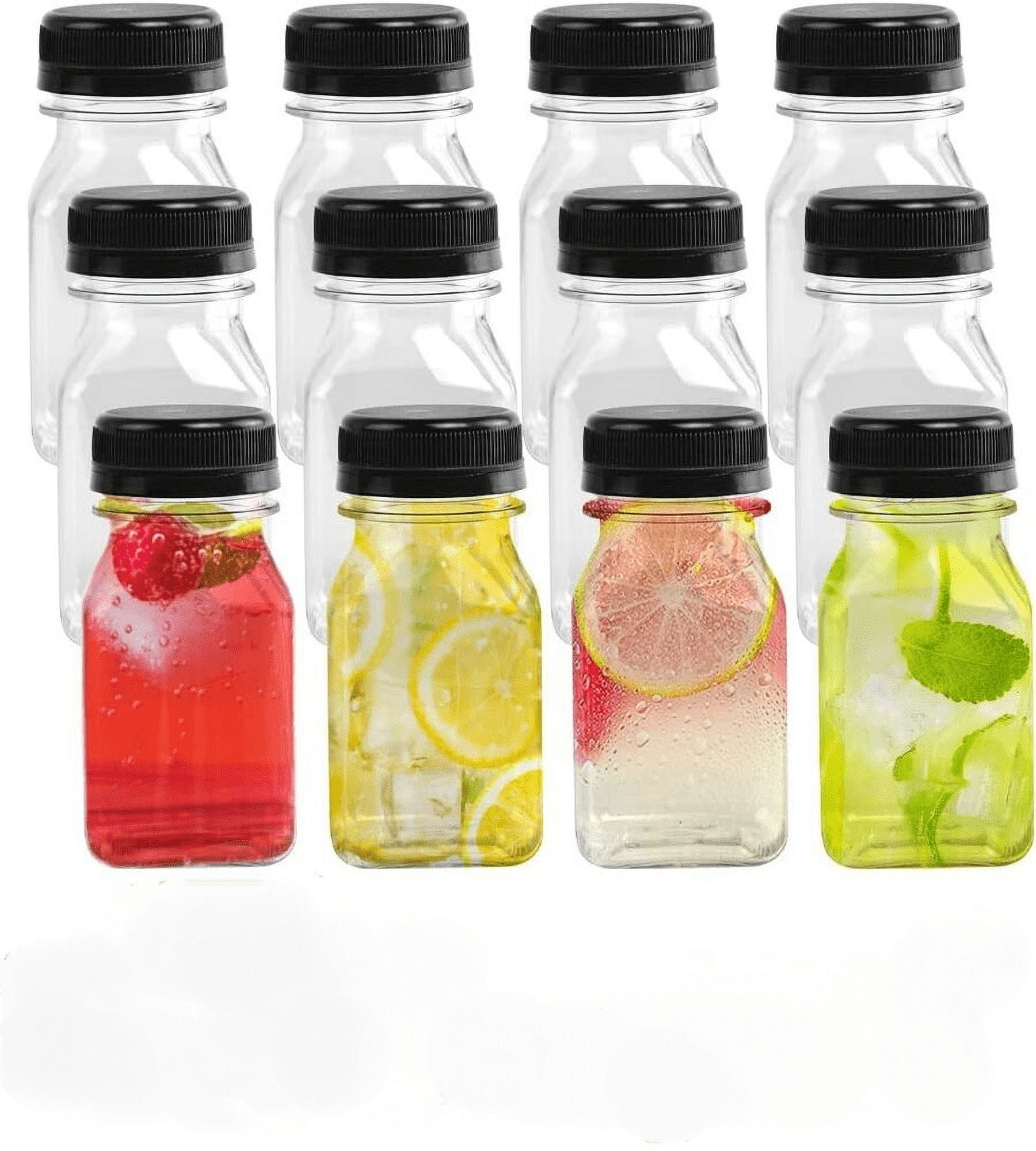 LiLiang 4oz Small Plastic Juice Bottles, 12PCS Clear Reusable Drink ...