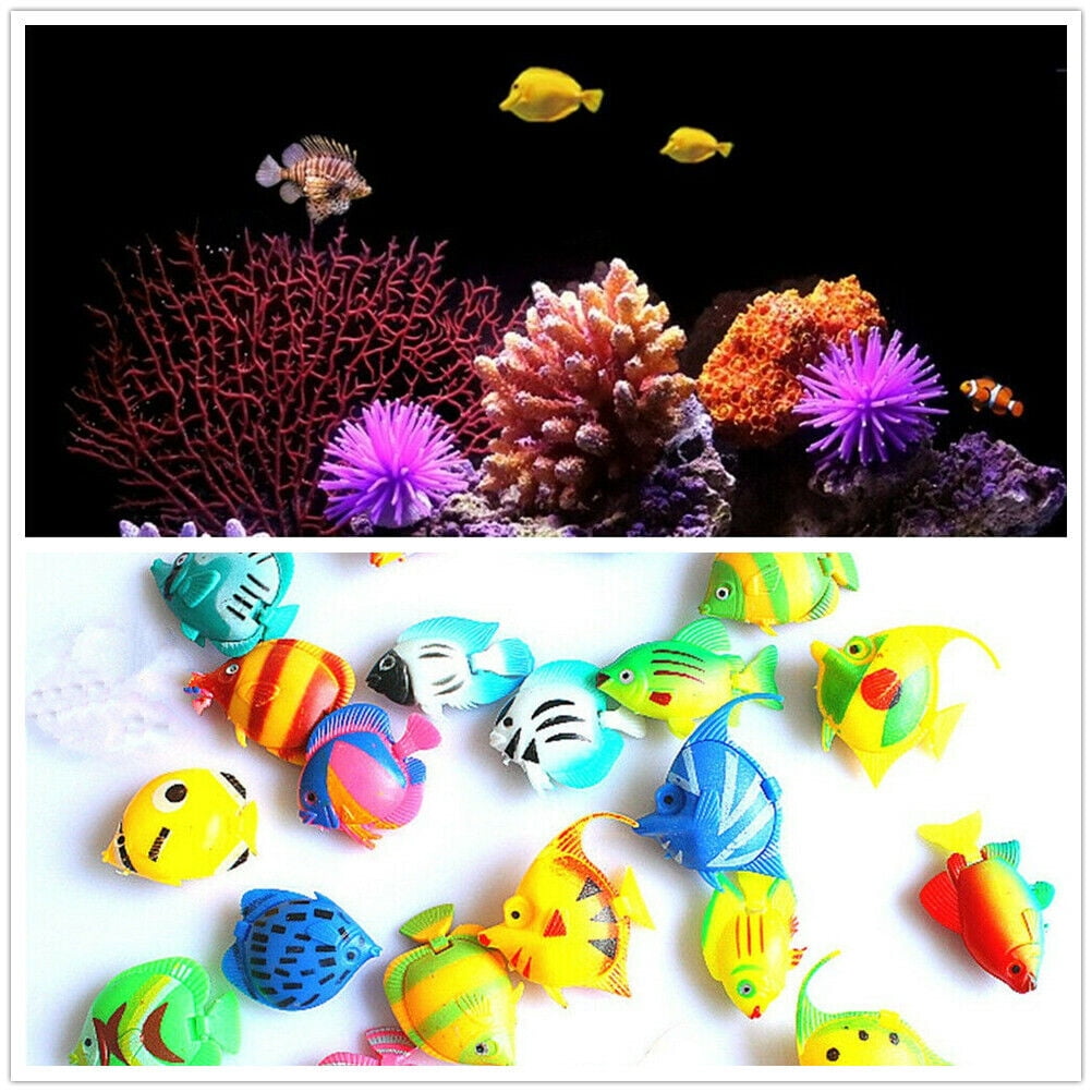 LILIANG 8 PCS Plastic Lifelike Tropical Fish Artificial Colourful Beta ...
