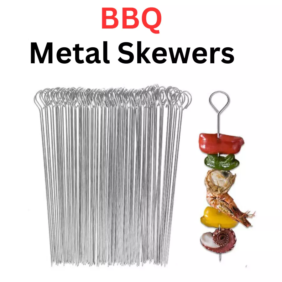 LILIANG Metal BBQ Skewers Barbecue Kebab Meat Vegetable Grill Steel ...