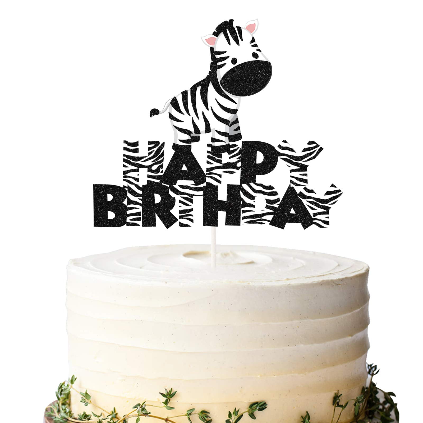 LILIPARTY Glitter BabyEGSC Zebra Happy Birthday Cake Topper, Safari ...