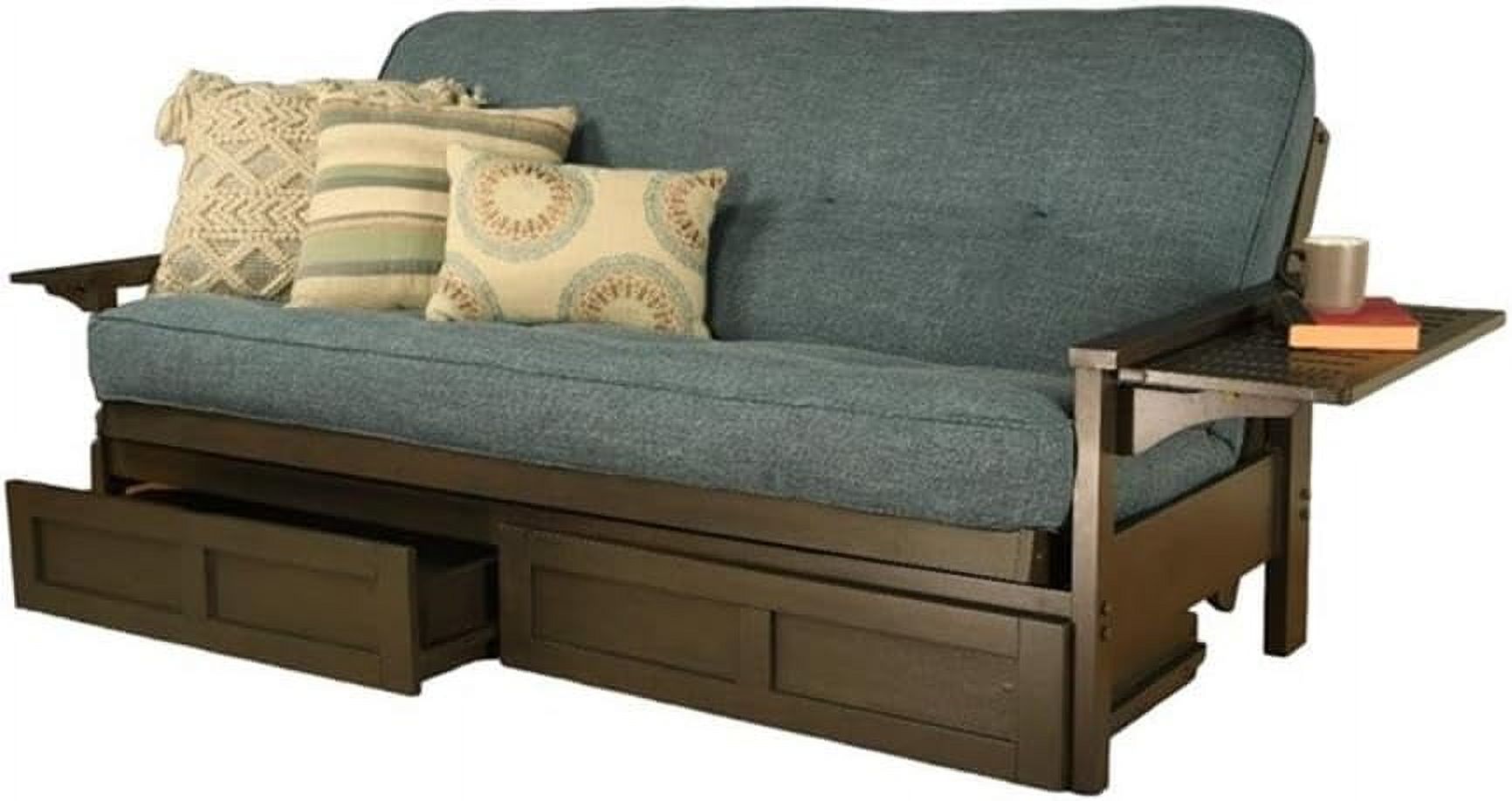 LILIUPENG Alamosa Full Size Futon Frame with Storage Drawers - Wood ...