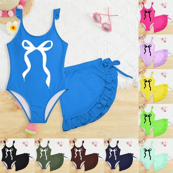 LILIYA Kids Swimsuits Girls 8-10 Relaxed Regular Fit Striped Little ...