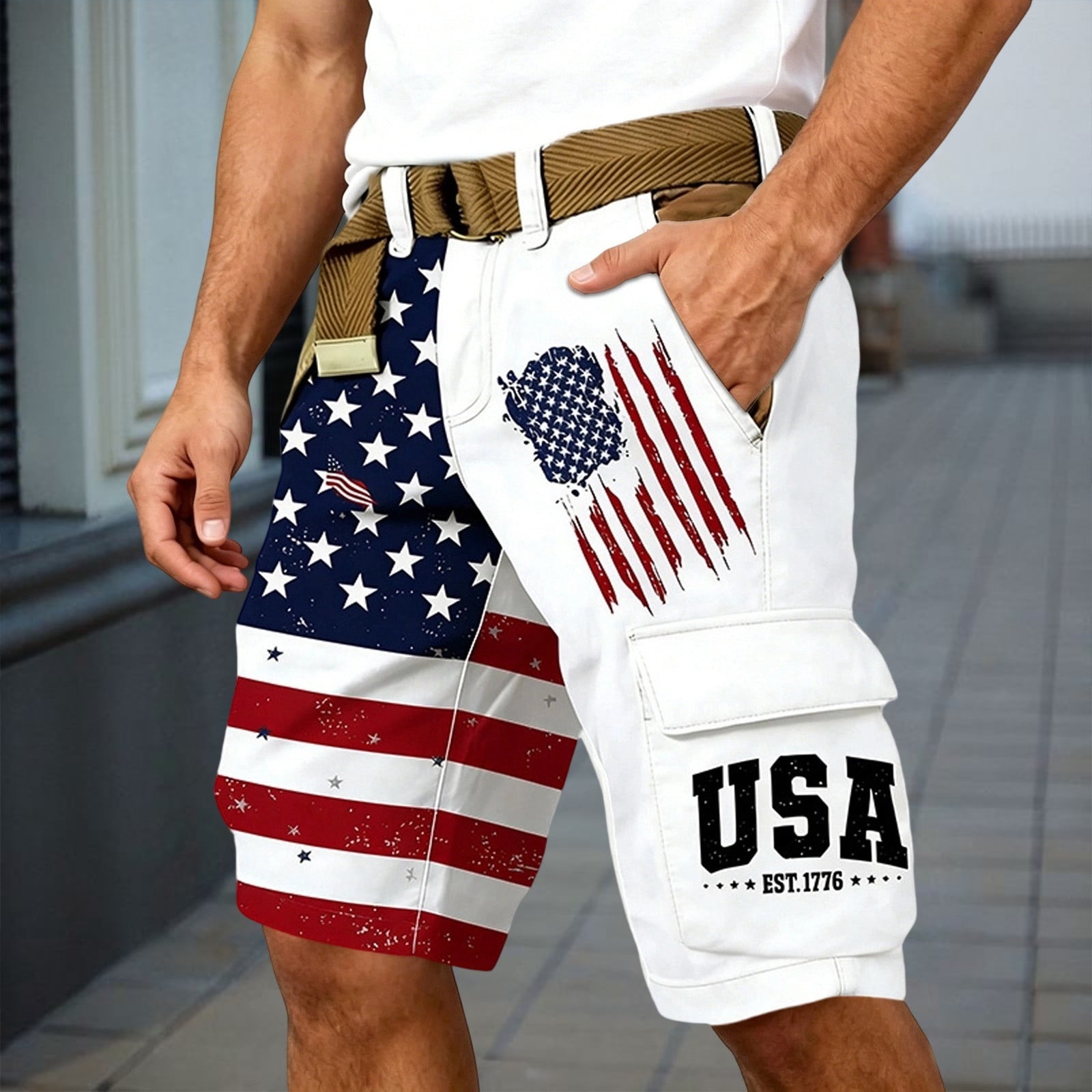 LILIYA Men's Independence Day Cargo Shorts Vintage 250th Anniversary ...
