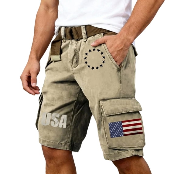 LILIYA Men's and Big Men's Stretch Cargo Shorts American 4th of July ...
