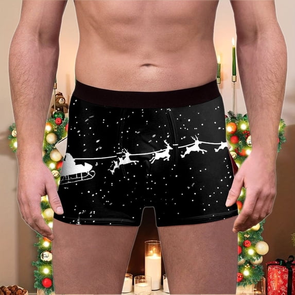 LILIYA Mens Christmas Print Breathable Underwear Moisture Wicking ...