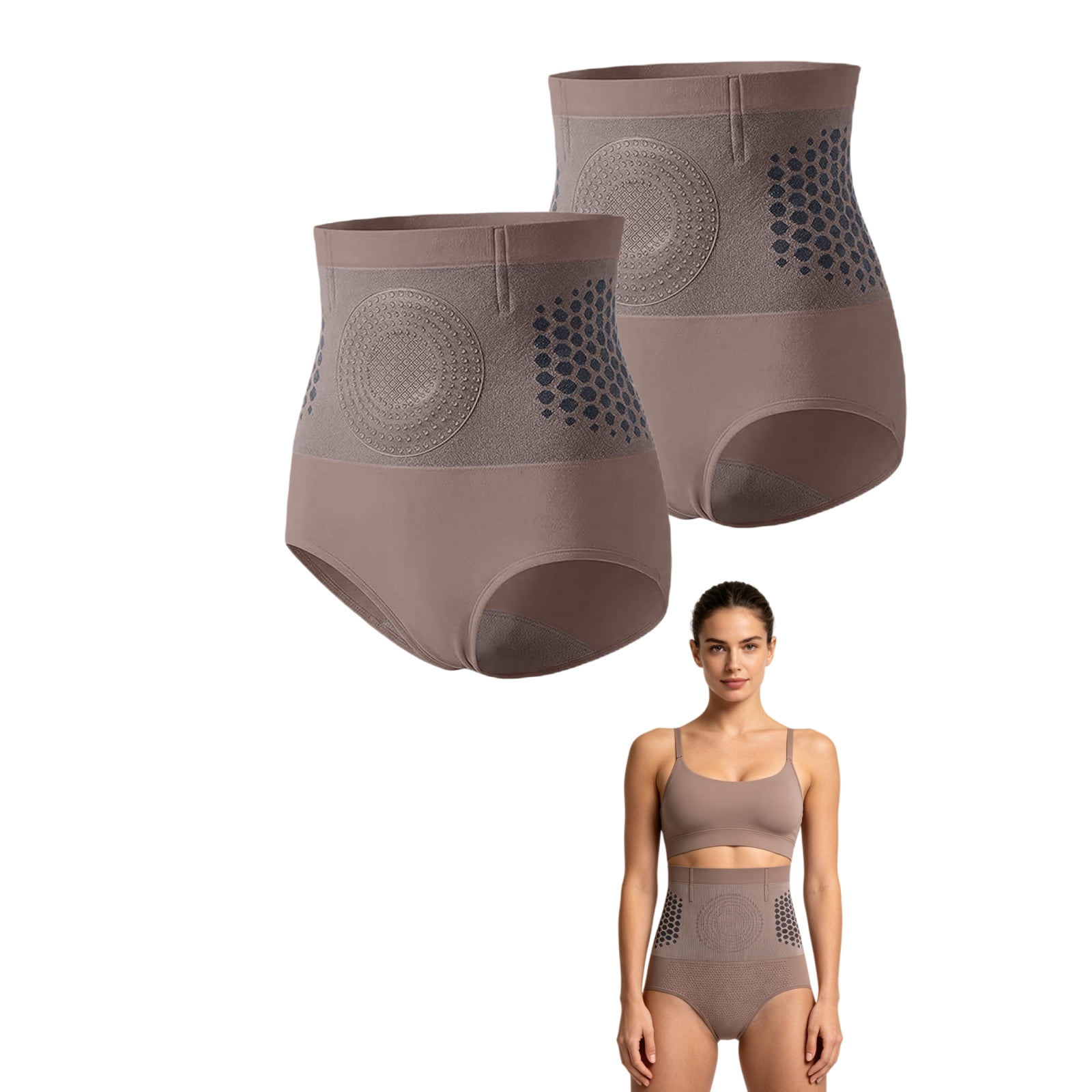 LILIYA Women's Shapewear Shorts 2-Pack High Waist Tummy Control Plus ...