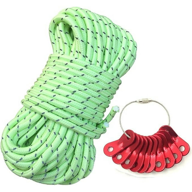 LILUO Glow in The Dark Luminous Reflective Guyline - 5mm 65.6ft/20m ...