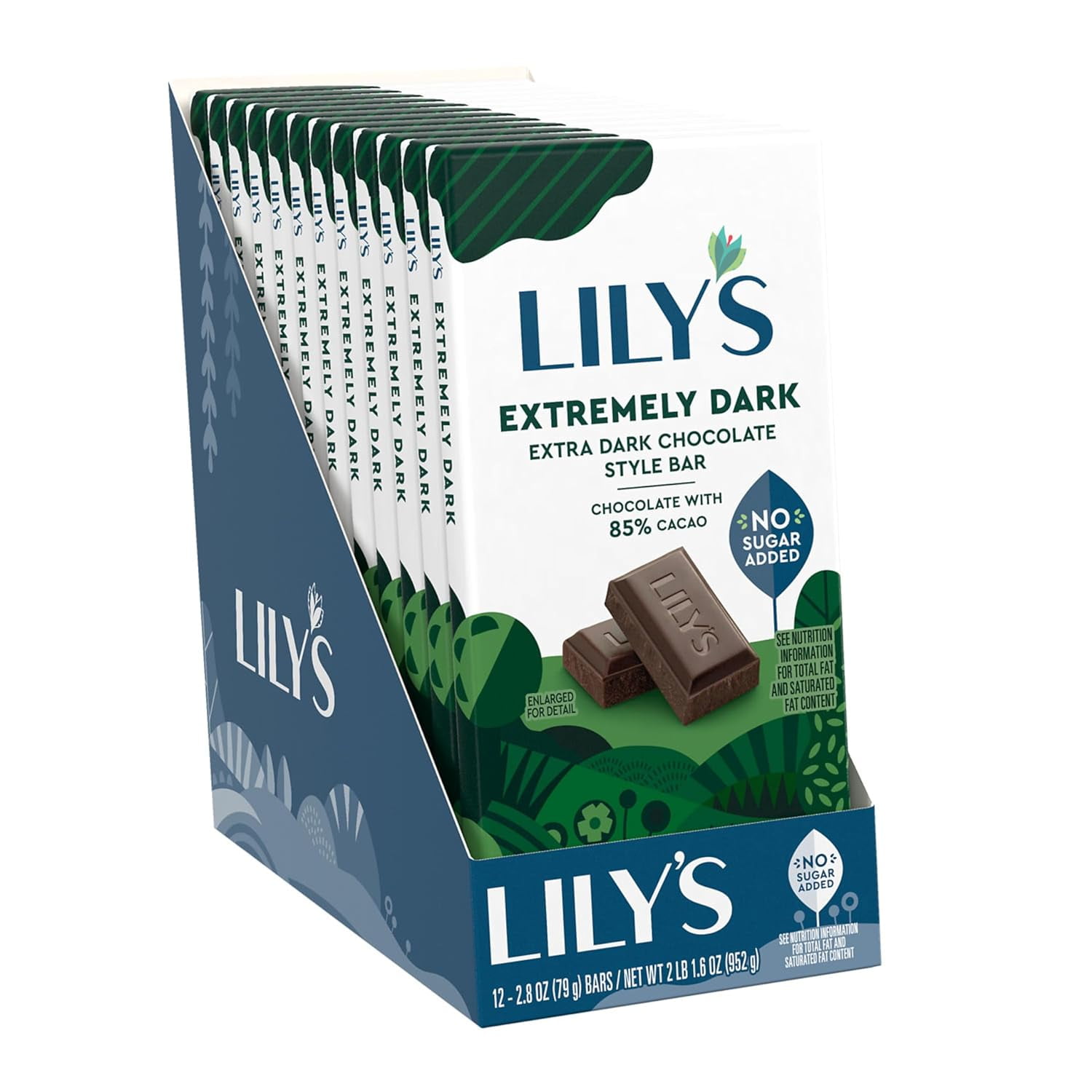 LILY'S Extremely Dark Extra Dark Chocolate Style No Sugar Added, Sweets ...
