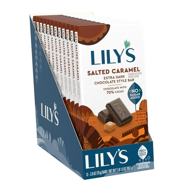 LILY'S Salted Caramel Extra Dark Chocolate Style No Sugar Added, Sweets ...