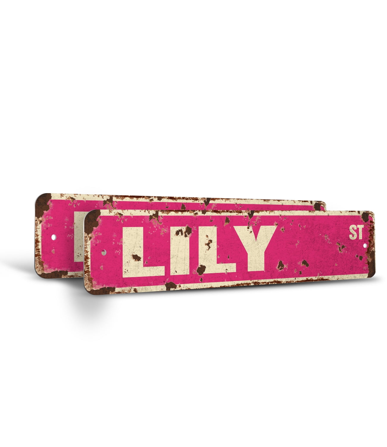 LILY Vintage Style Rustic Street Sign – (2 Pack) Childrens Name Room ...