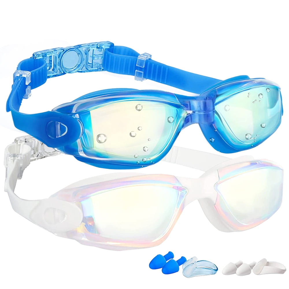LILYCHAN 2 Pack Swimming Goggles For Unisex Adult Anti-fog UV Protect ...