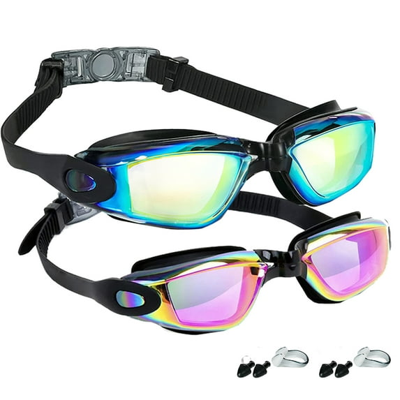 Lilychan Swimming Goggles 2 Pack, Silicone Anti-fog UV Protection, No ...