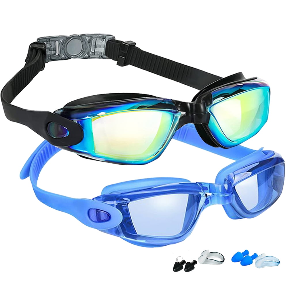 Lilychan Swimming Goggles 2 Pack, Anti-fog UV Protection, Ear Plug ...