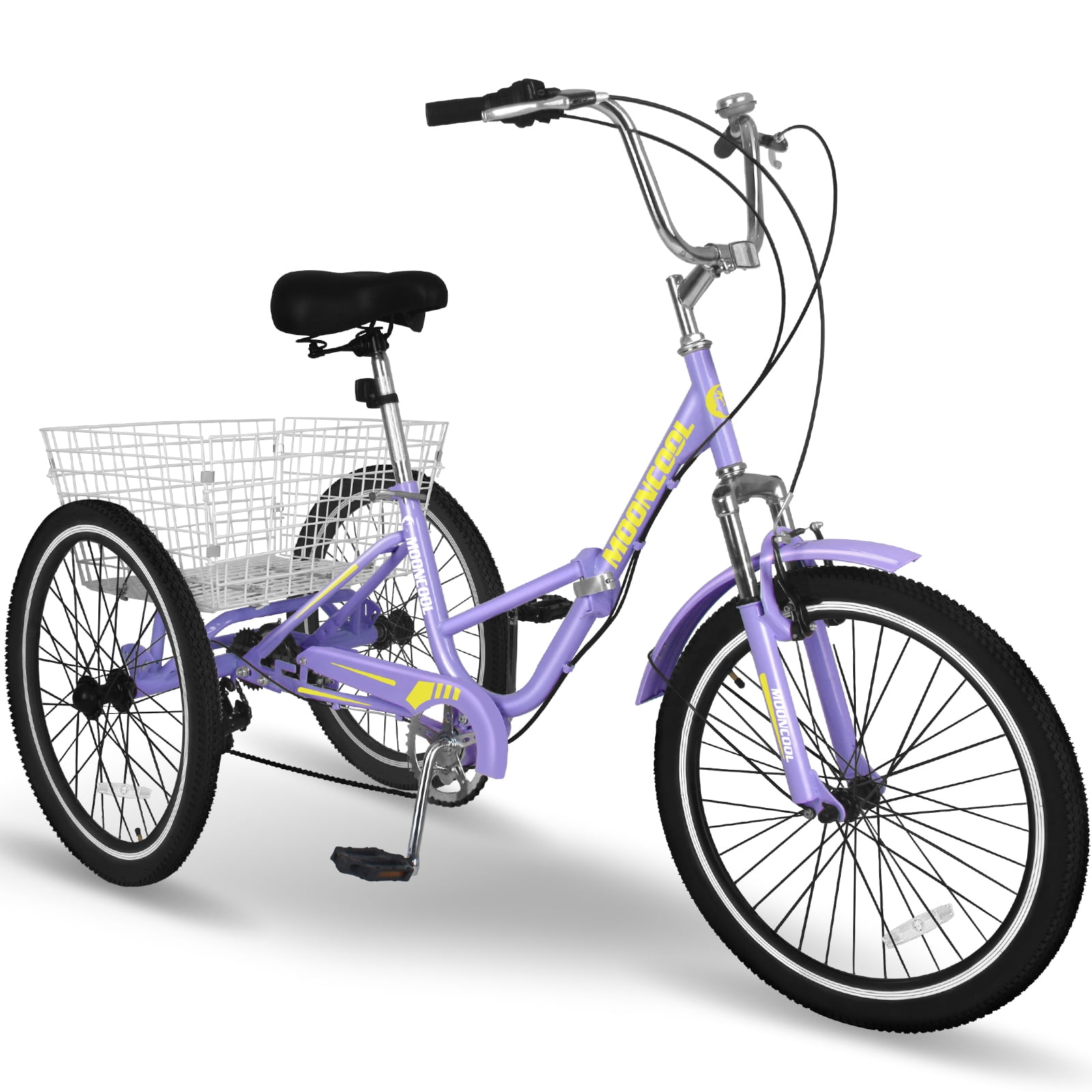 LILYPELLE 24" Folding Tricycle, 3-Wheeler Bike for Adults, 7 Speed, Low ...