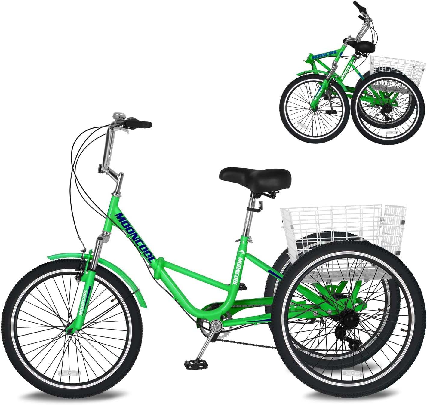 LILYPELLE 26" Adults Folding Tricycle, 7 Speed Foldable Tricycle,Low ...