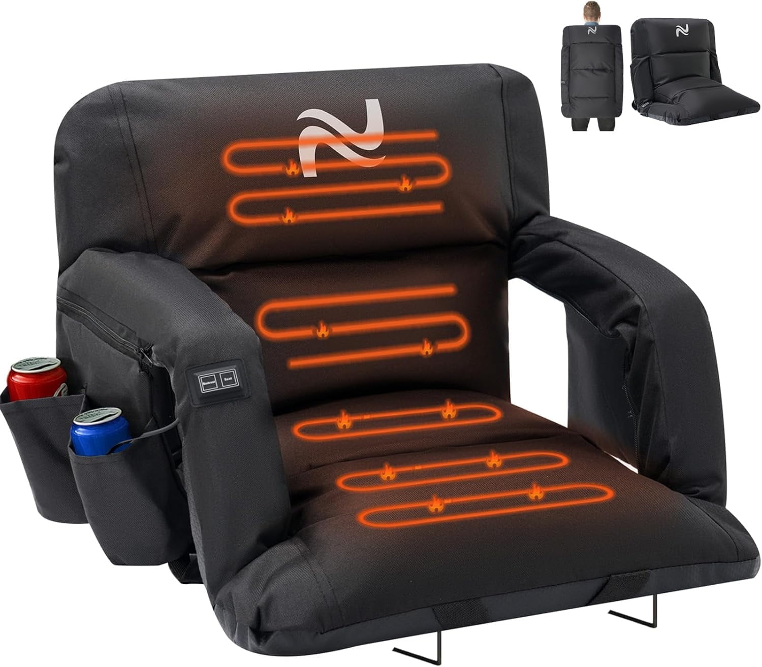 LILYPELLE Double Heated Stadium Seat Bleacher Seat with Back & Arm ...
