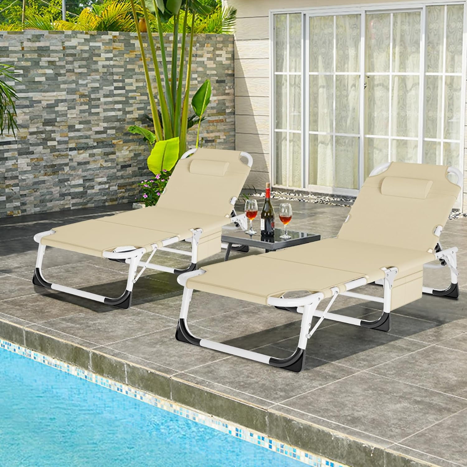 LILYPELLE 3in1 Sun Tanning Chair with Mattress, Heavy Duty Lounger ...