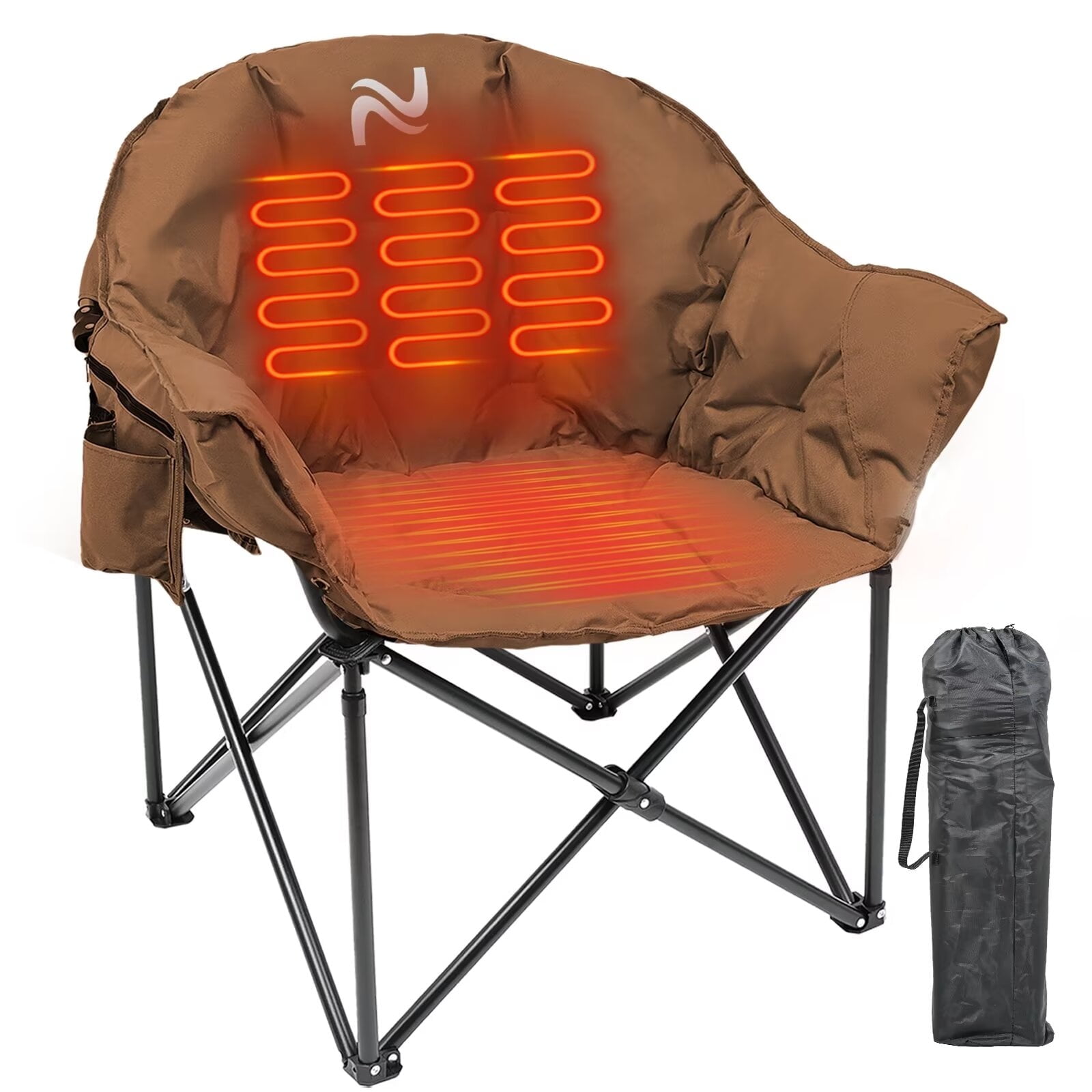LILYPELLE Heated Camping Chair, Portable Folding Heated Moon Chair, 3 ...