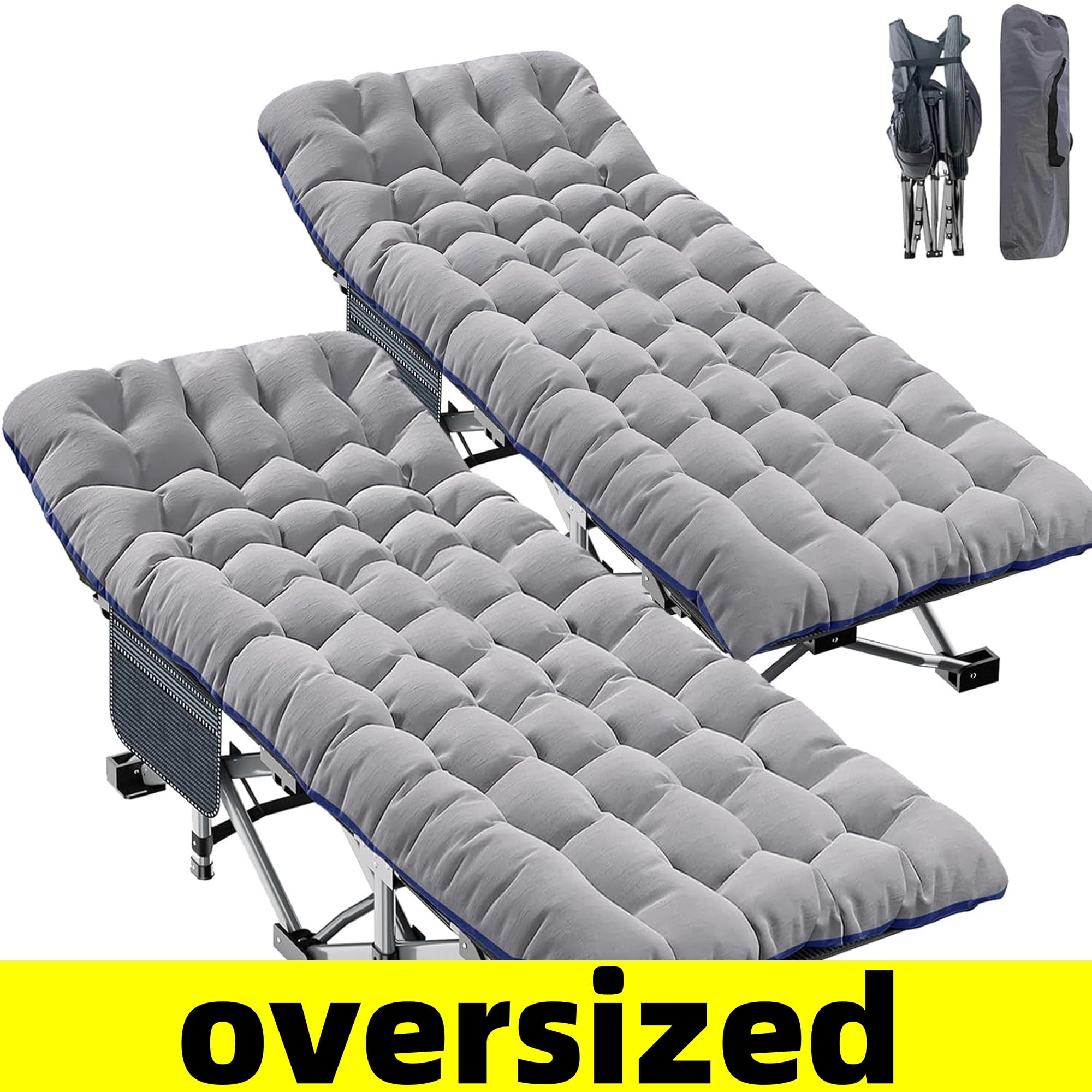 LILYPELLE Oversized XXL Folding Bed Cot with 3.3 Inch 2 Sided Mattress ...