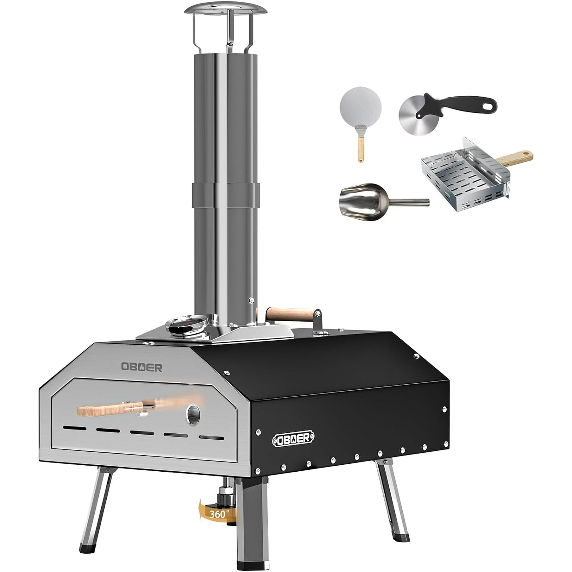 LILYPELLE Portable Pizza Oven Outdoor, 13" Upgrade Rotatable Pizza ...
