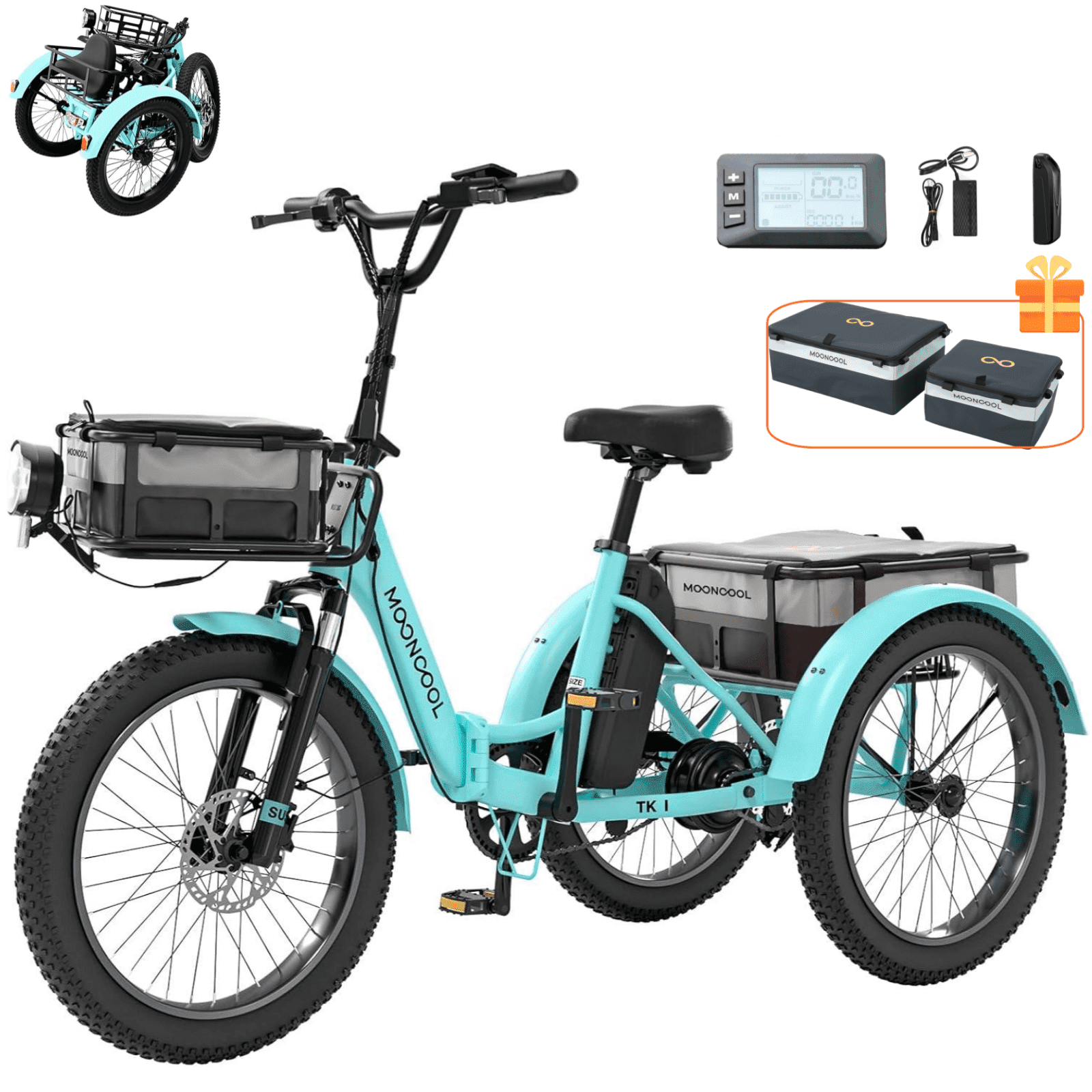 MOONCOOL TK1 Electric Folding Tricycle for Men Women Senior,Three 20 ...