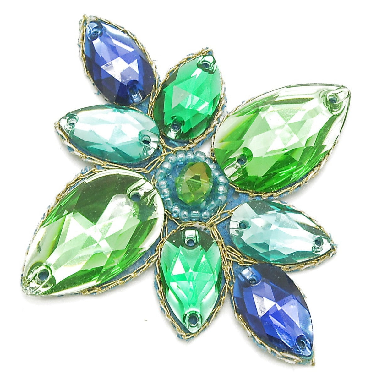 LIME GREEN BLUE FLORAL RHINESTONE MOTIF - sarahi.NYC - Walmart.com