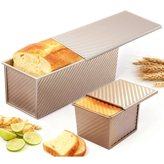 Carbon Steel Pullman Loaf Pan with Lid, 1 lb Dough Capacity, Black, Non ...