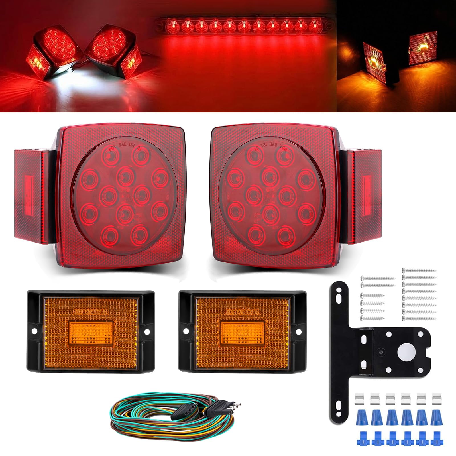 LIMICAR Trailer Lights LED IFF17 Kit, Amber Marker Lights, Wire License ...