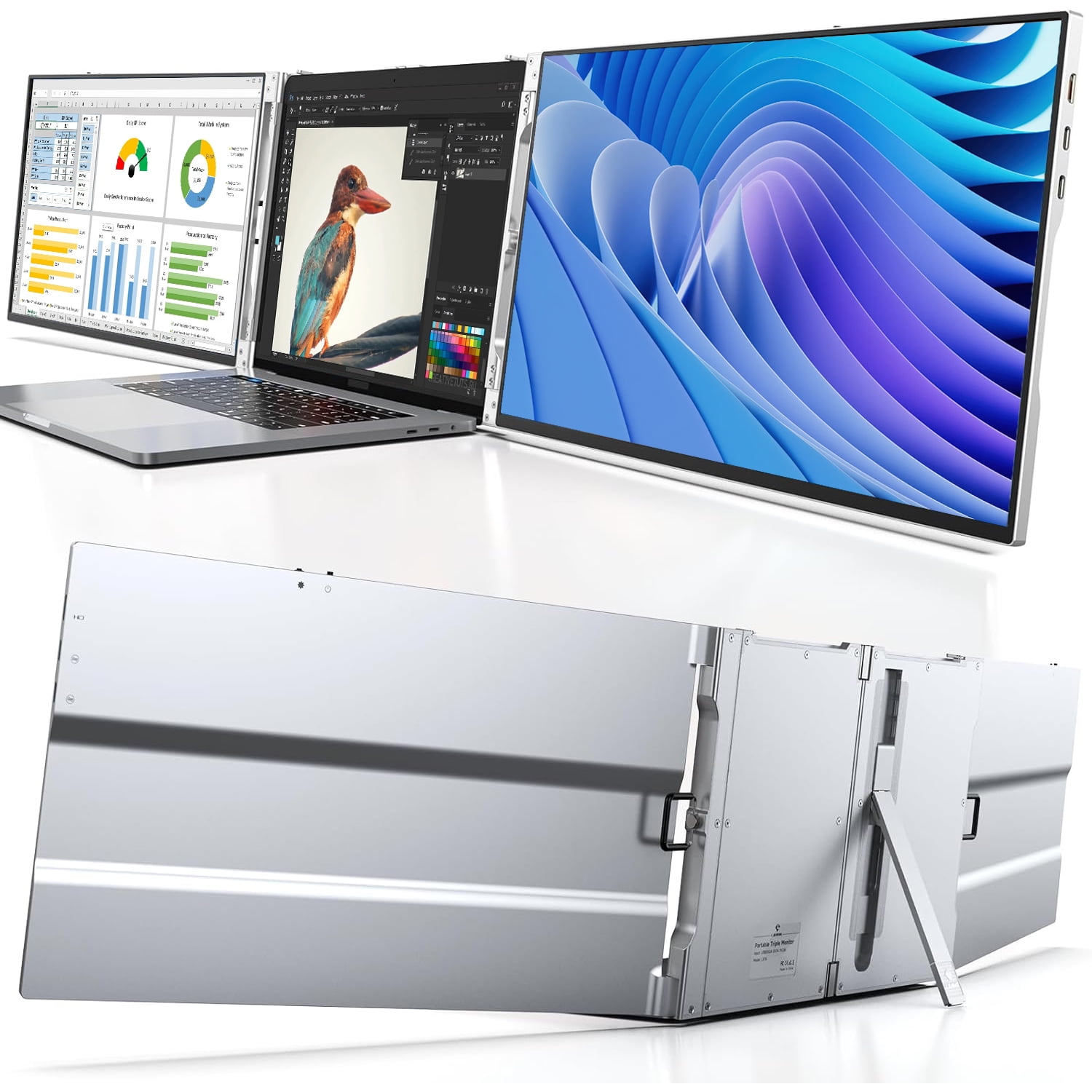 LIMINK 13-16inch Laptop Monitor Extender Portable Foldable Tri-Screen ...