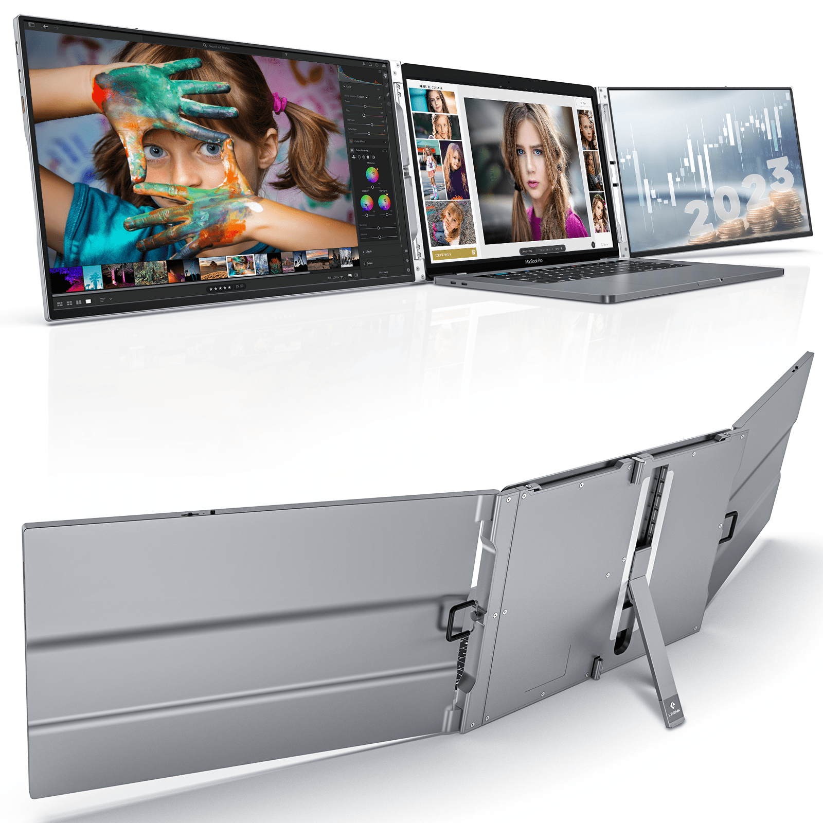 LIMINK 14" Portable Triple Monitor for Laptop, Aluminum Alloy Laptop ...