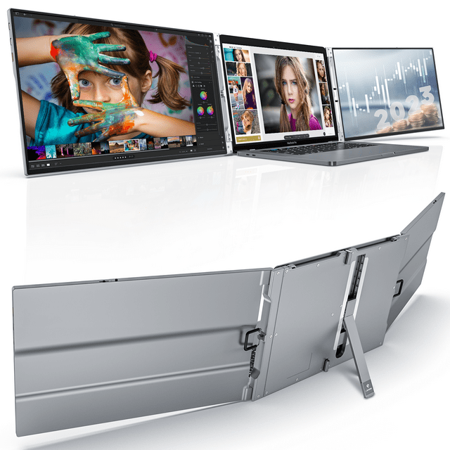 LIMINK 14" Portable Triple Monitor for Laptop, Aluminum Alloy Laptop ...