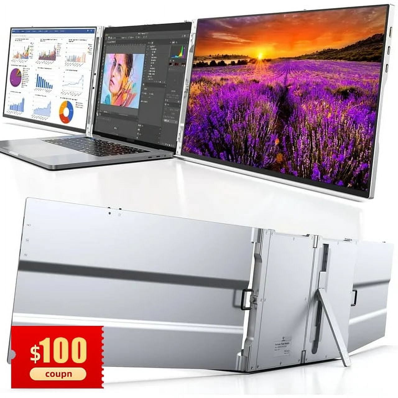 LIMINK Laptop Triple Monitor Extender 15inch Screen Fits for 13-16inch ...