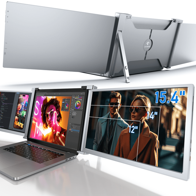 LIMINK Portable Triple Monitor for Laptop 15.4" Triple Screen Extender ...