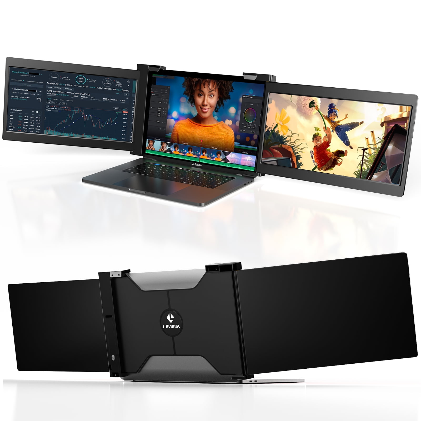 LIMINK Portable Triple Monitor Screen Extender for 13-16" Laptop | 2 ...