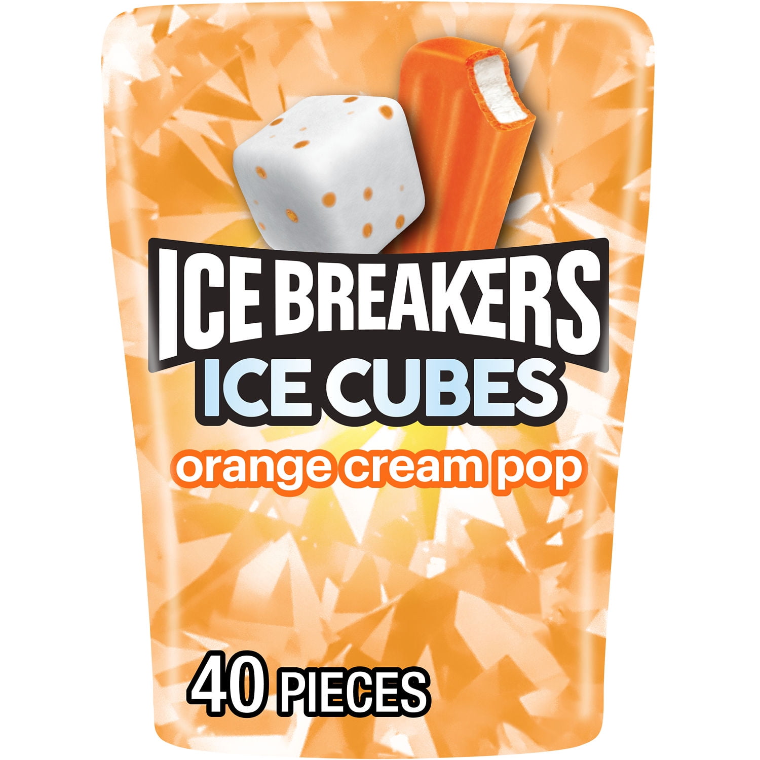 ICE BREAKERS Ice Cubes Orange Cream Pop Sugar Free Chewing Gum Bottle ...