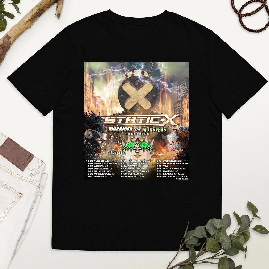 LIMITED EDITION Static X BAND MACHINES VS MONSTERS TOUR T Shirt Full ...